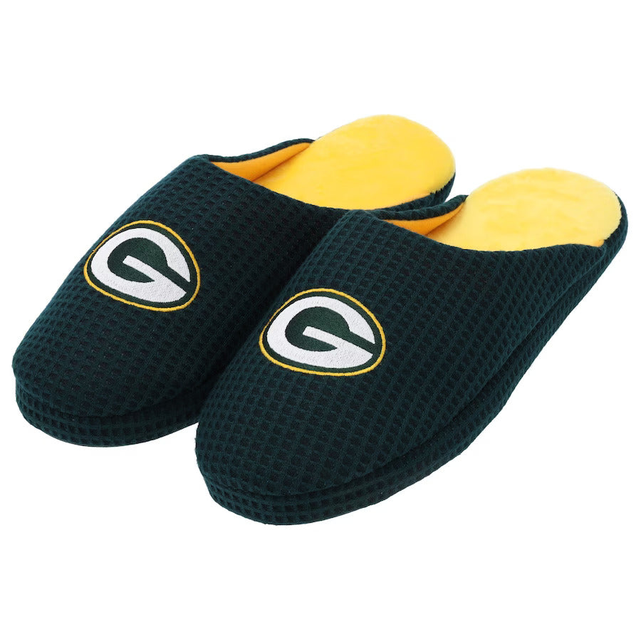 FOCO Men's NFL Green Bay Packers Big Logo Waffle Slipper
