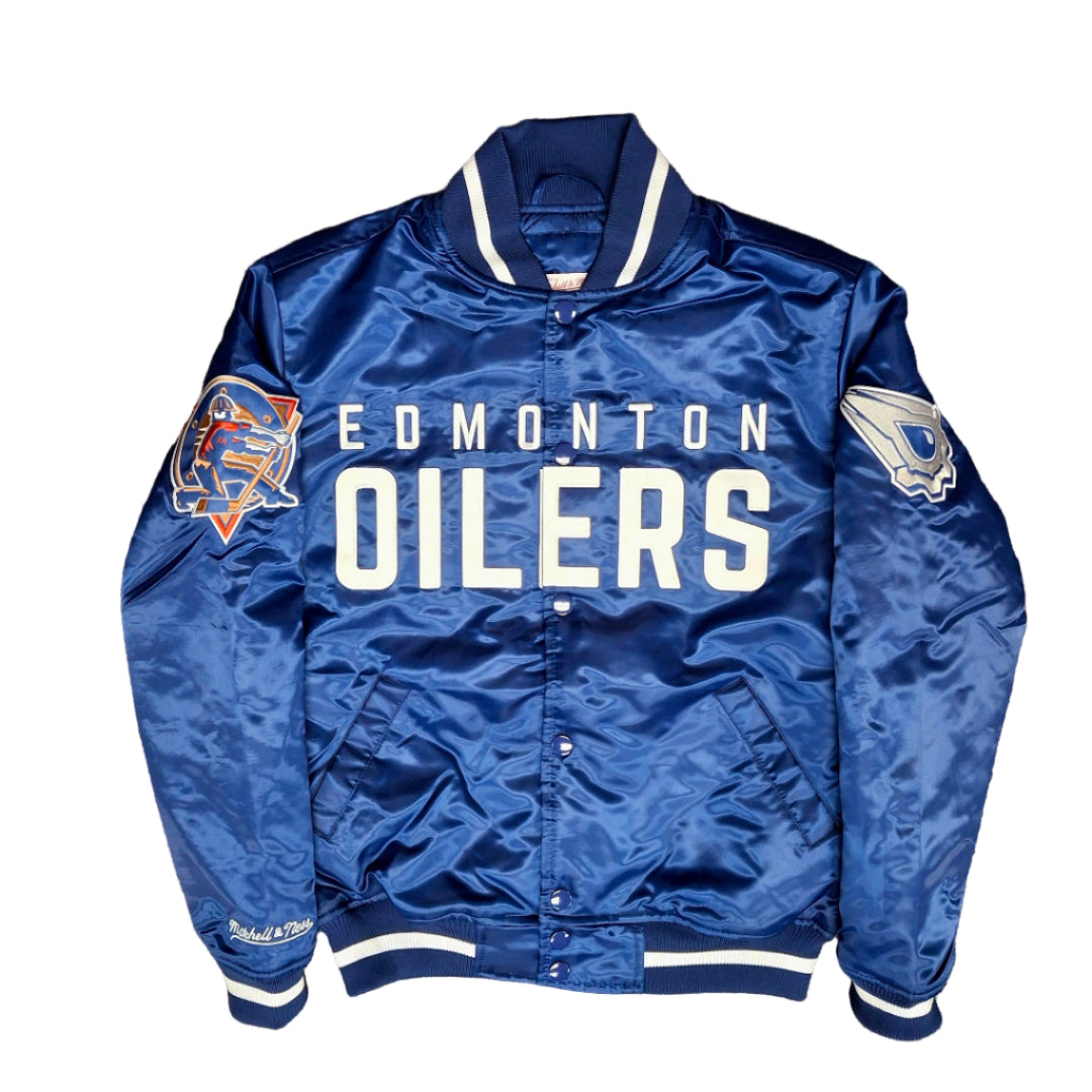 Mitchell & Ness Men's NHL Edmonton Oilers Throw It Back Satin Jacket